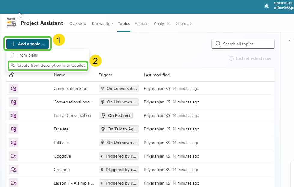 Building a Project Assistant Copilot using Generative AI & SharePoint as Knowledge Source