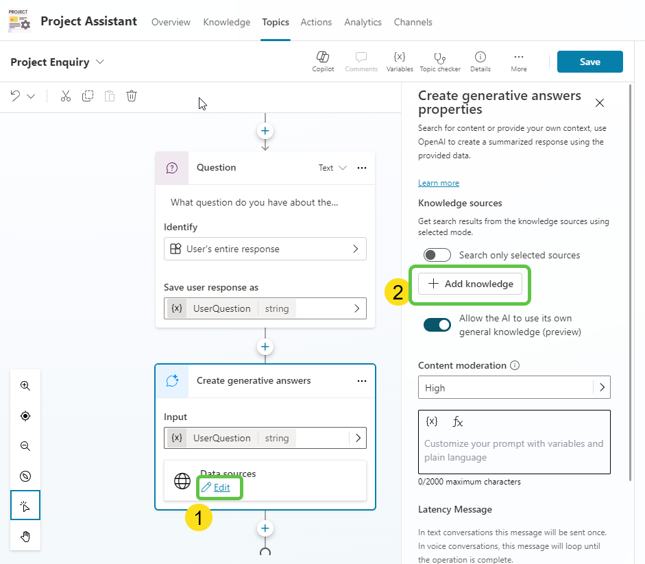Building a Project Assistant Copilot using Generative AI & SharePoint as Knowledge Source