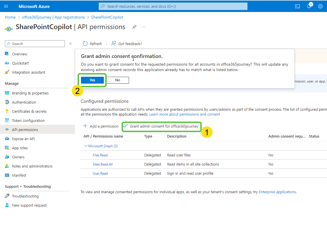 Building a Project Assistant Copilot using Generative AI & SharePoint as Knowledge Source