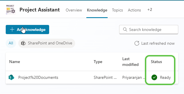 Building a Project Assistant Copilot using Generative AI & SharePoint as Knowledge Source