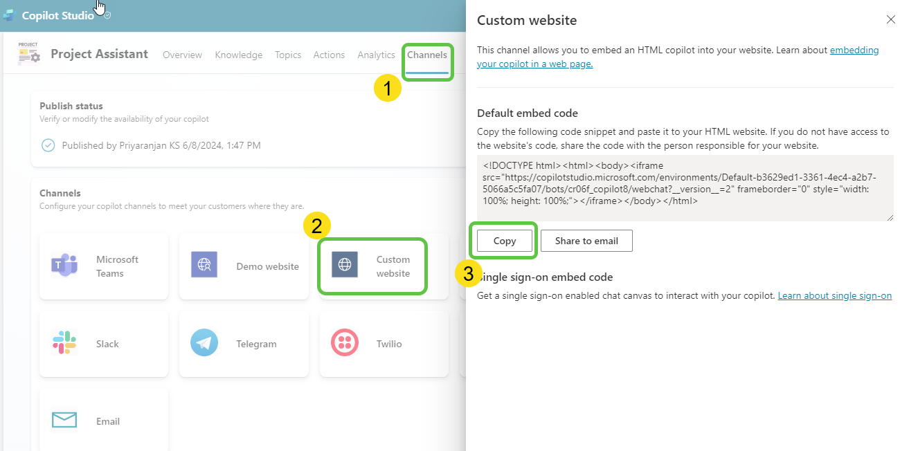 Building a Project Assistant Copilot using Generative AI & SharePoint as Knowledge Source