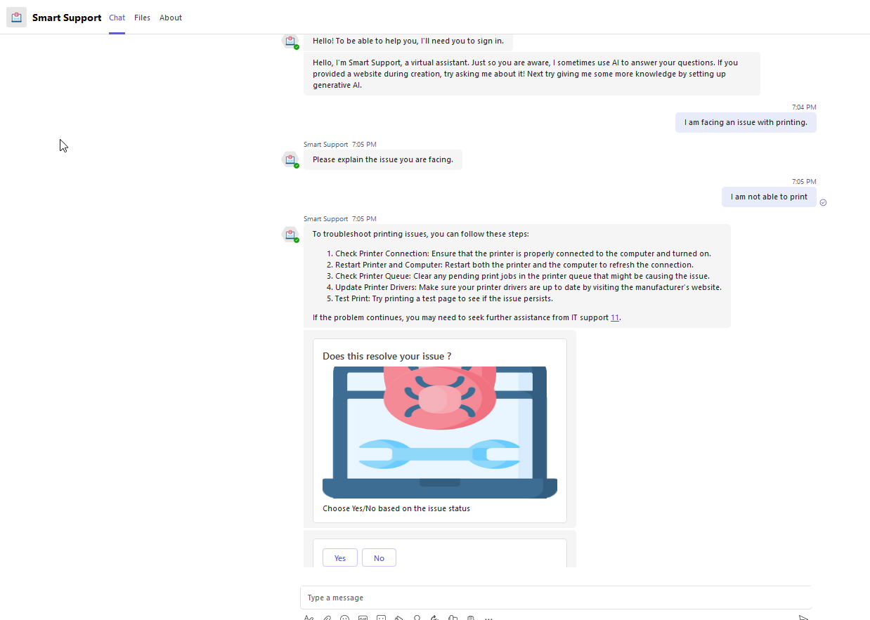 Generative AI powered Issue Resolution Copilot leveraging SharePoint and Dataverse