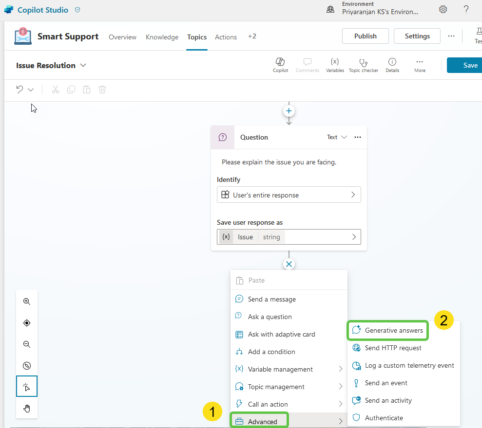 Generative AI powered Issue Resolution Copilot leveraging SharePoint and Dataverse