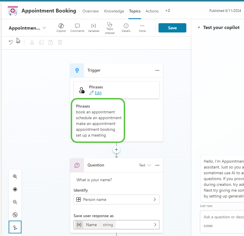 Multilingual Doctor Appointment Copilot built with Microsoft Copilot Studio