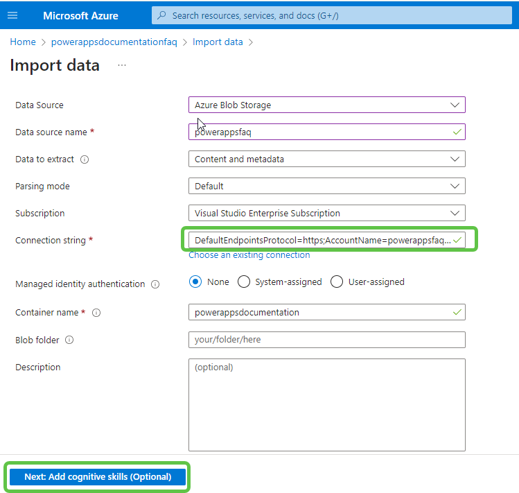 Power Apps FAQ Copilot built using Azure AI Search and Azure Open AI