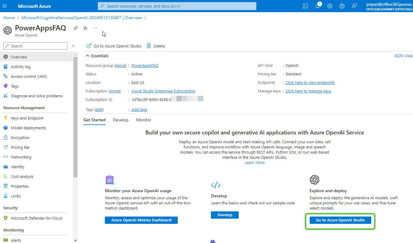 Connect your data to Azure OpenAI for Generative Answers in Copilot