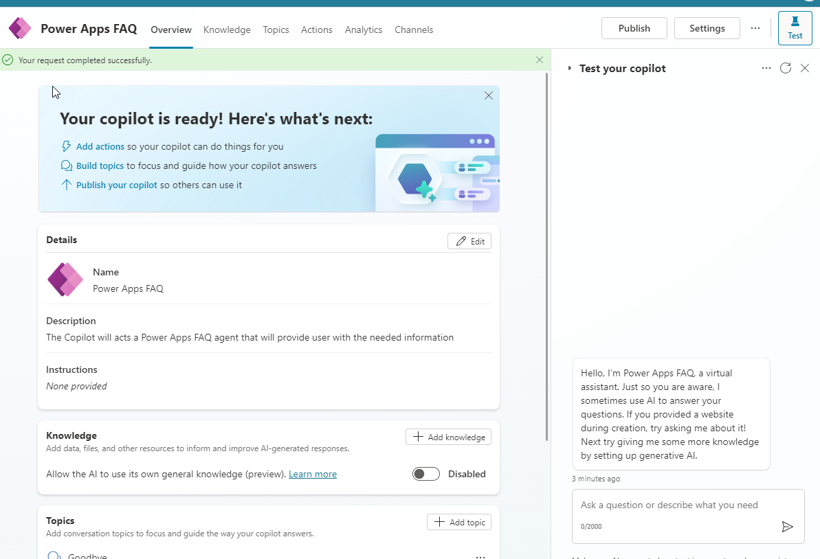 Power Apps Faq Copilot Built Using Azure Ai Search And Azure Open Ai