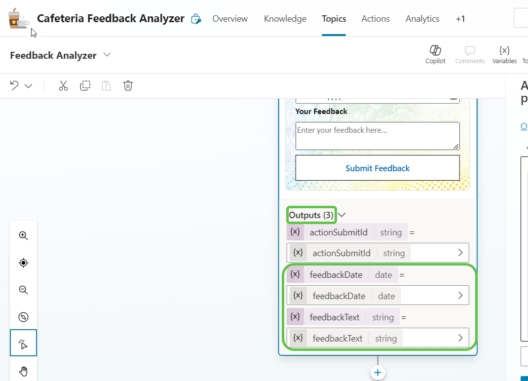 Cafeteria Feedback Copilot that uses AI Prompt Action for Sentiment ...