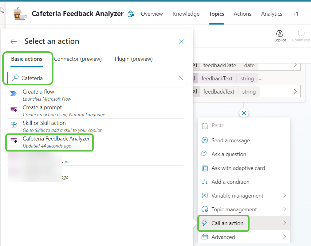 Cafeteria Feedback Copilot that uses AI Prompt Action for Sentiment ...