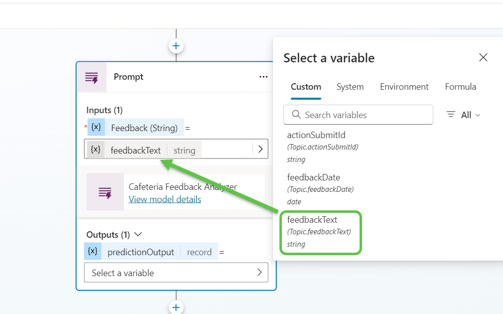 Cafeteria Feedback Copilot that uses AI Prompt Action for Sentiment ...