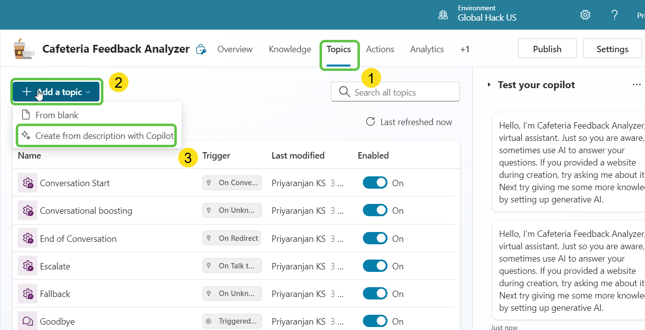 Cafeteria Feedback Copilot that uses AI Prompt Action for Sentiment ...