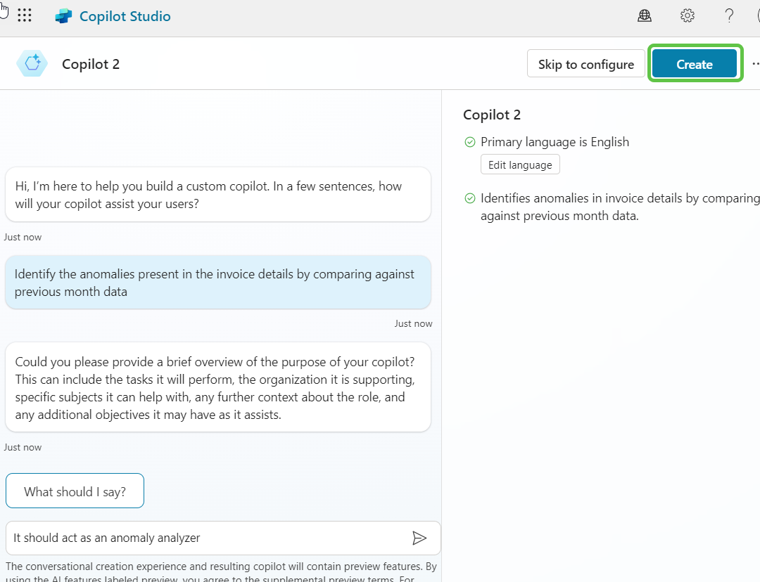 Smart Invoice Anomaly Detection using AI prompt Action and Dataverse data