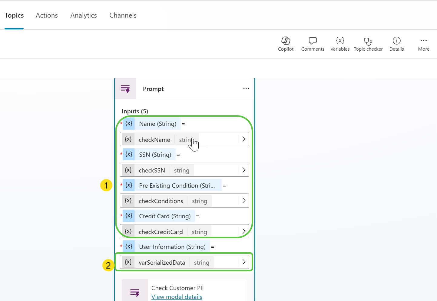 PII Detection Copilot powered with AI Prompt Action