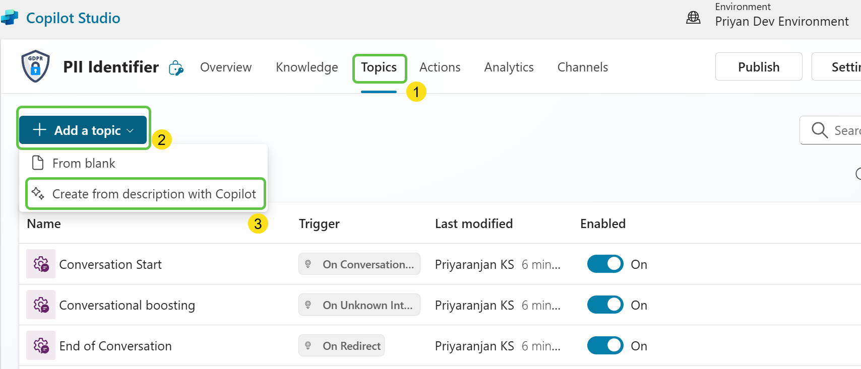 PII Detection Copilot powered with AI Prompt Action