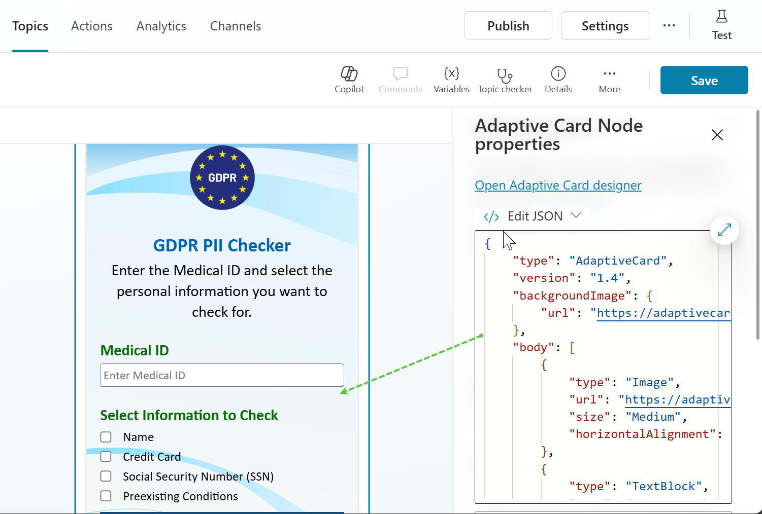 PII Detection Copilot powered with AI Prompt Action